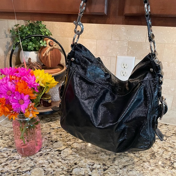 Coach | Bags | Coach Zoe Patent Leather Hobo Bag In Black F926f2735 ...